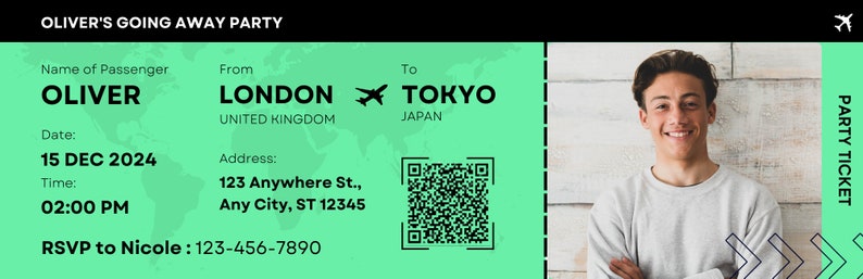Editable Boarding Pass Going Away Party Invitation,farewell Party ...