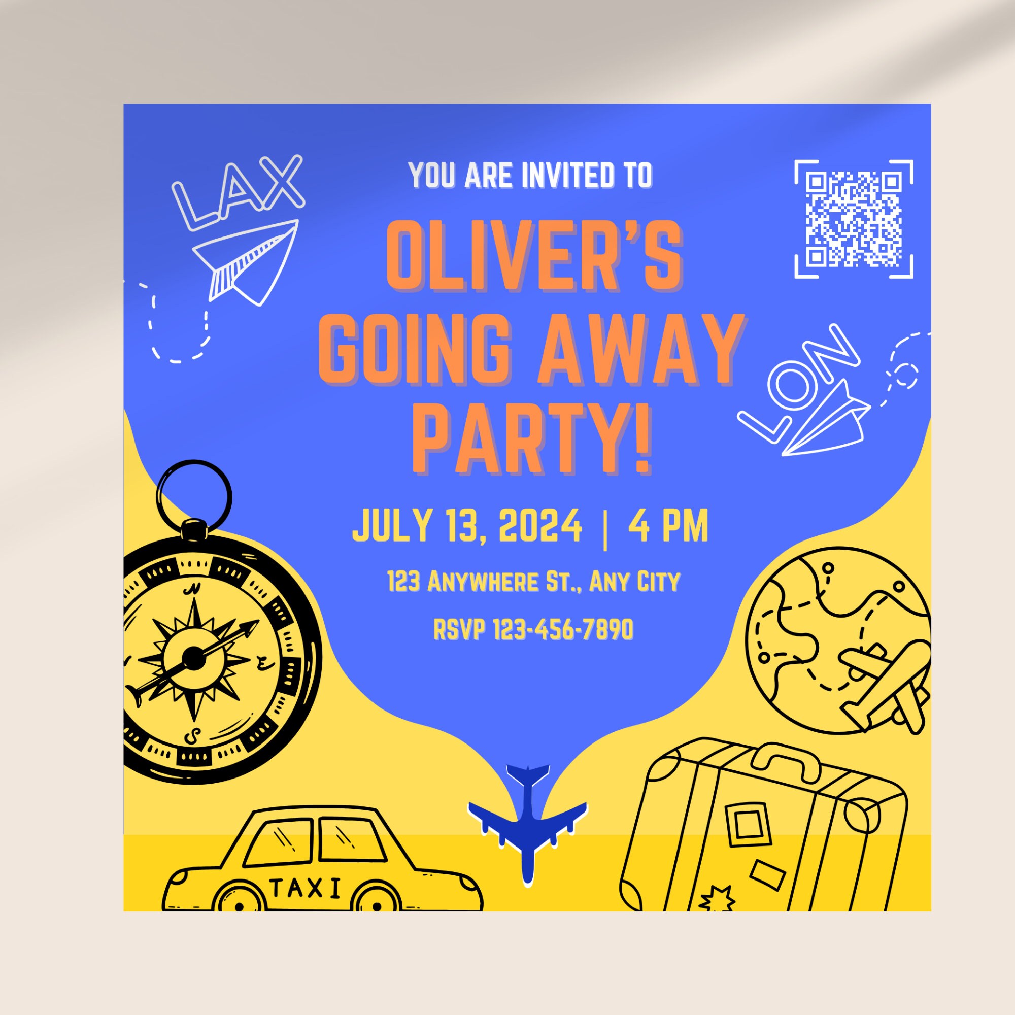 Going Away Party Invitations, Canva Farewell Celebration, 5.5x5.5 ...