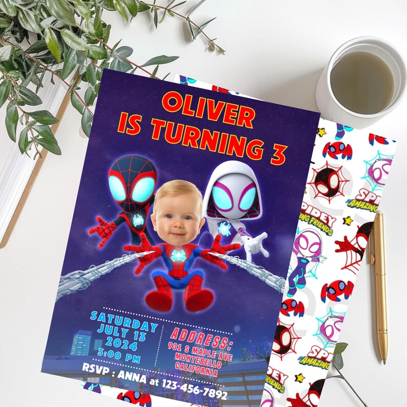 Spiderman Spidey Birthday Photo Invitation,custom Photo for Boy ...