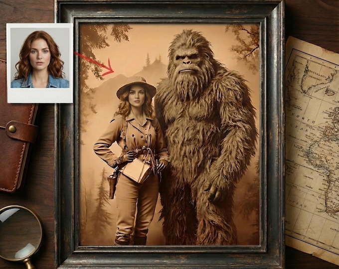 Personalized 1890s Explorer Portrait With Cryptid, Custom Historical ...