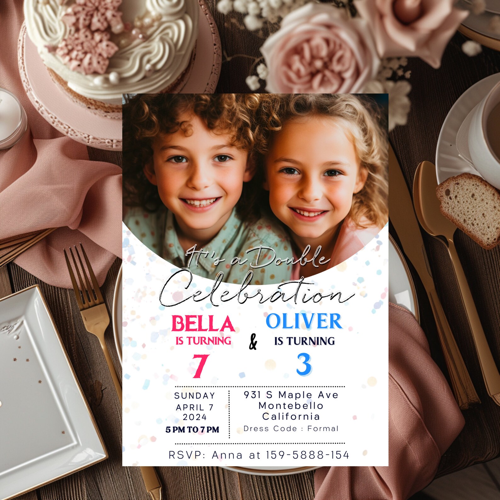 Editable Joint Birthday Party Canva Template,sibling Birthday Photo ...