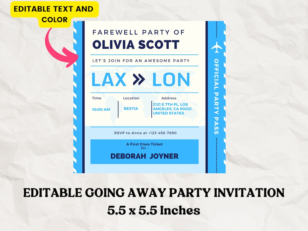 Going Away Party Invitations, Canva Farewell Celebration, 5.5x5.5 ...
