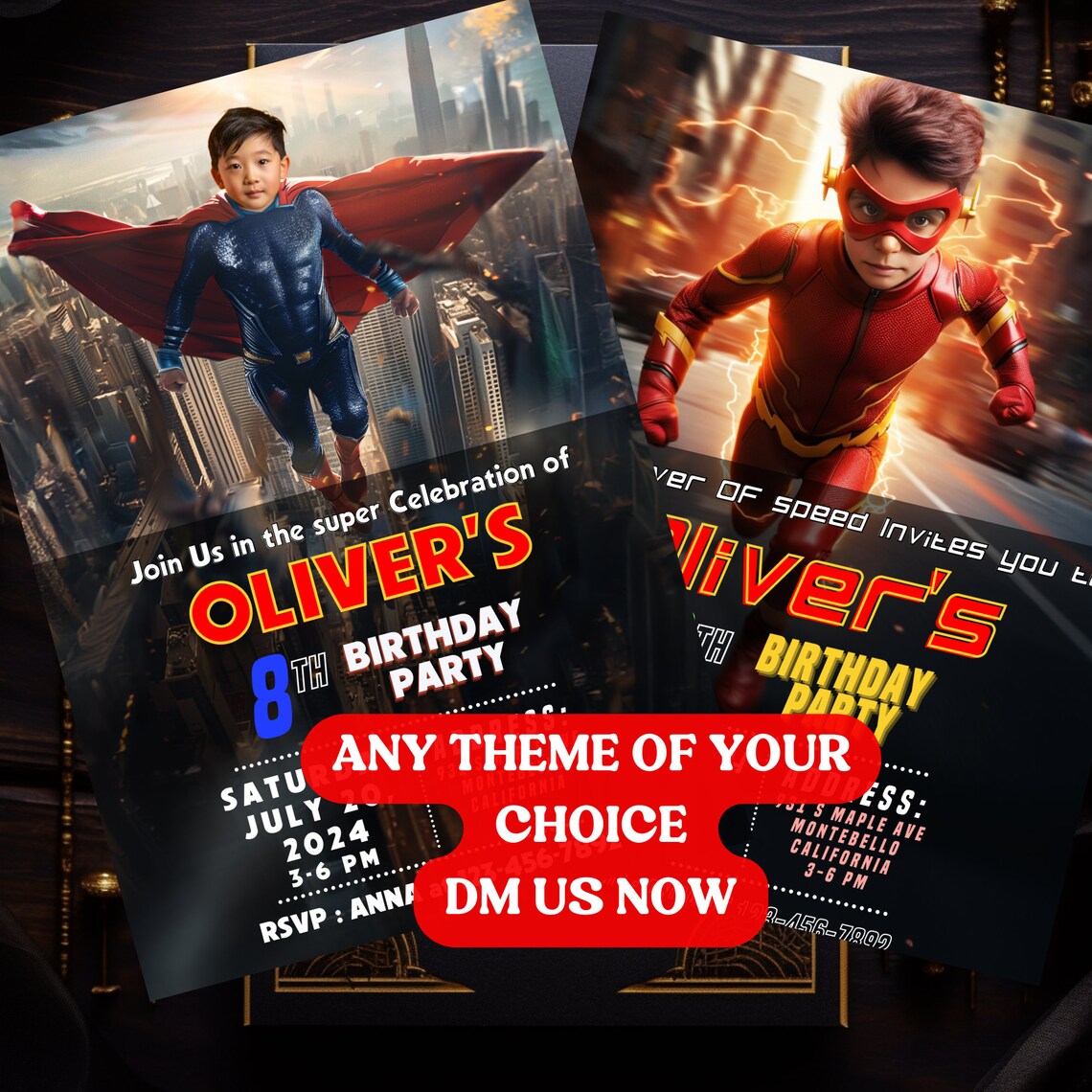 Custom Superman Theme Face Swap Birthday Invitation, Superhero Birthday ...