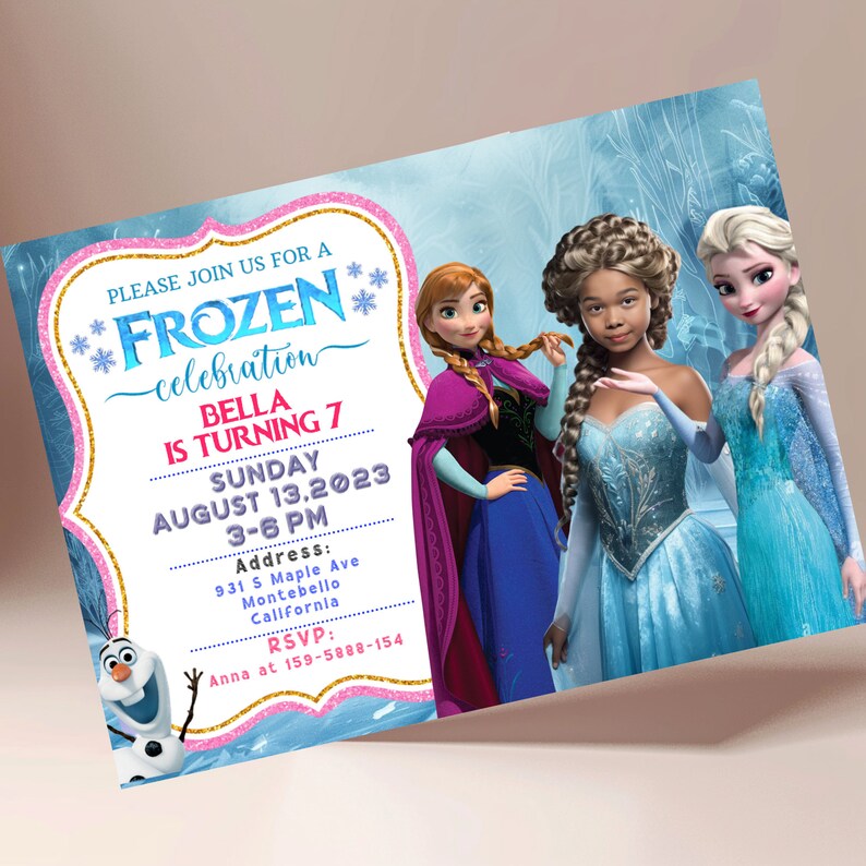 Frozen Personalized With Photo Birthday Invitation, Frozen Face Swap ...
