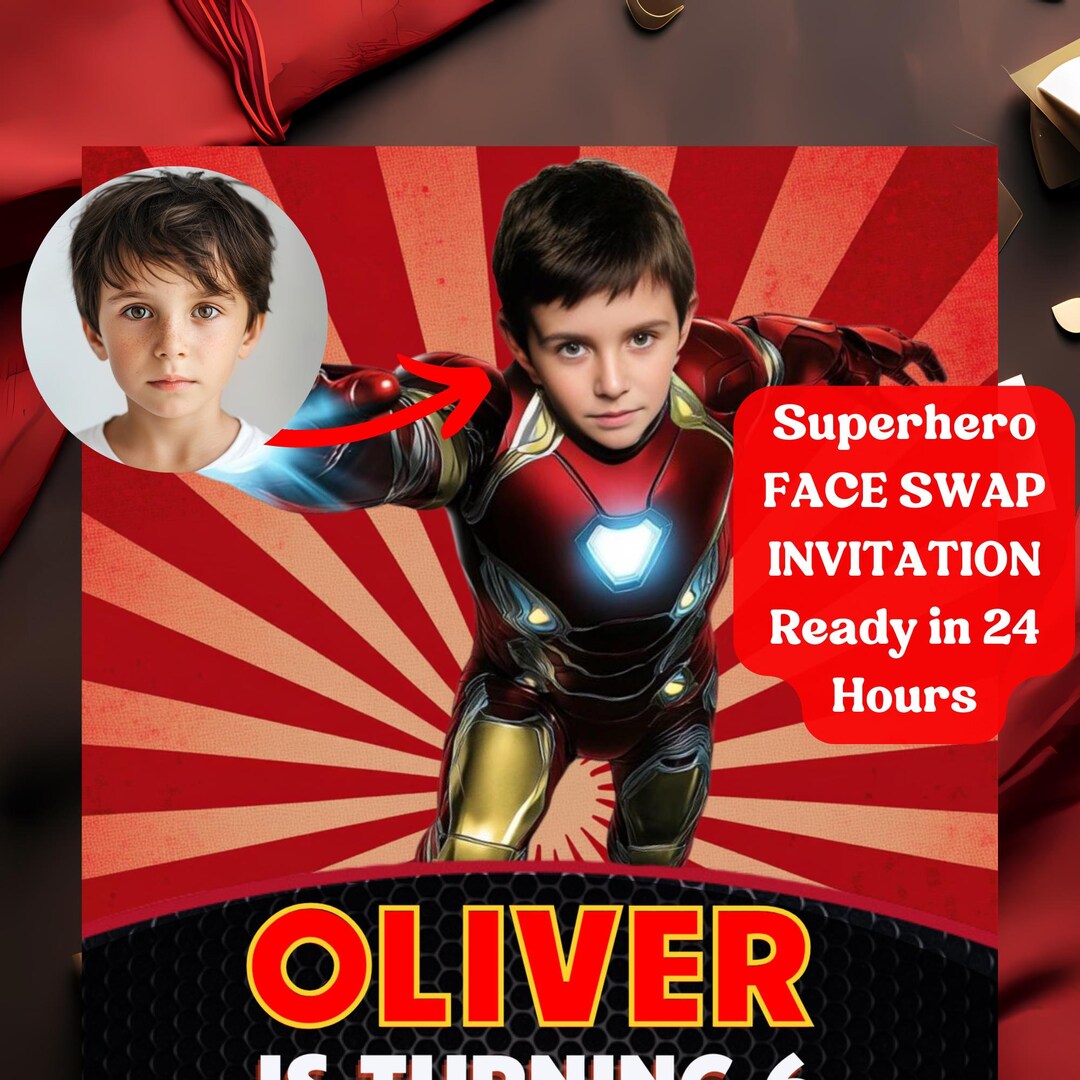 Superhero Face Swap Invitation, Jarvis Swap Invite, Personalized Photo ...