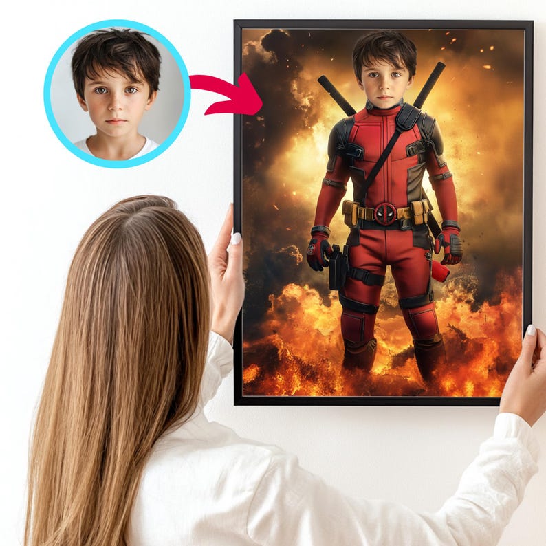 Custom Pool Hero Face Swap Portrait: Unique Superhero Wall Art (digital ...