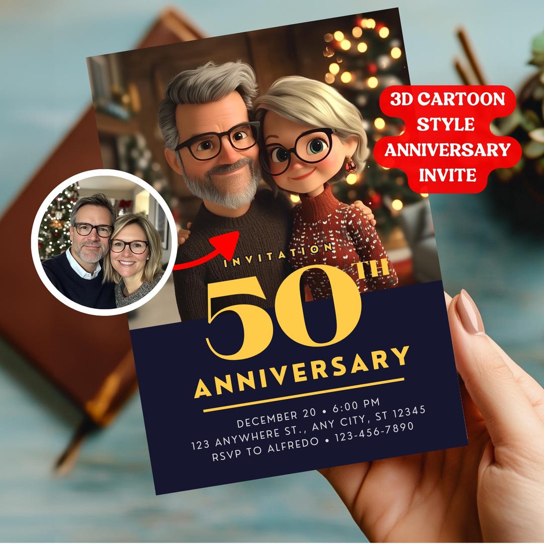 50th Pixar Anniversary Invitation, Pixar Cartoon Invitation From Photo ...