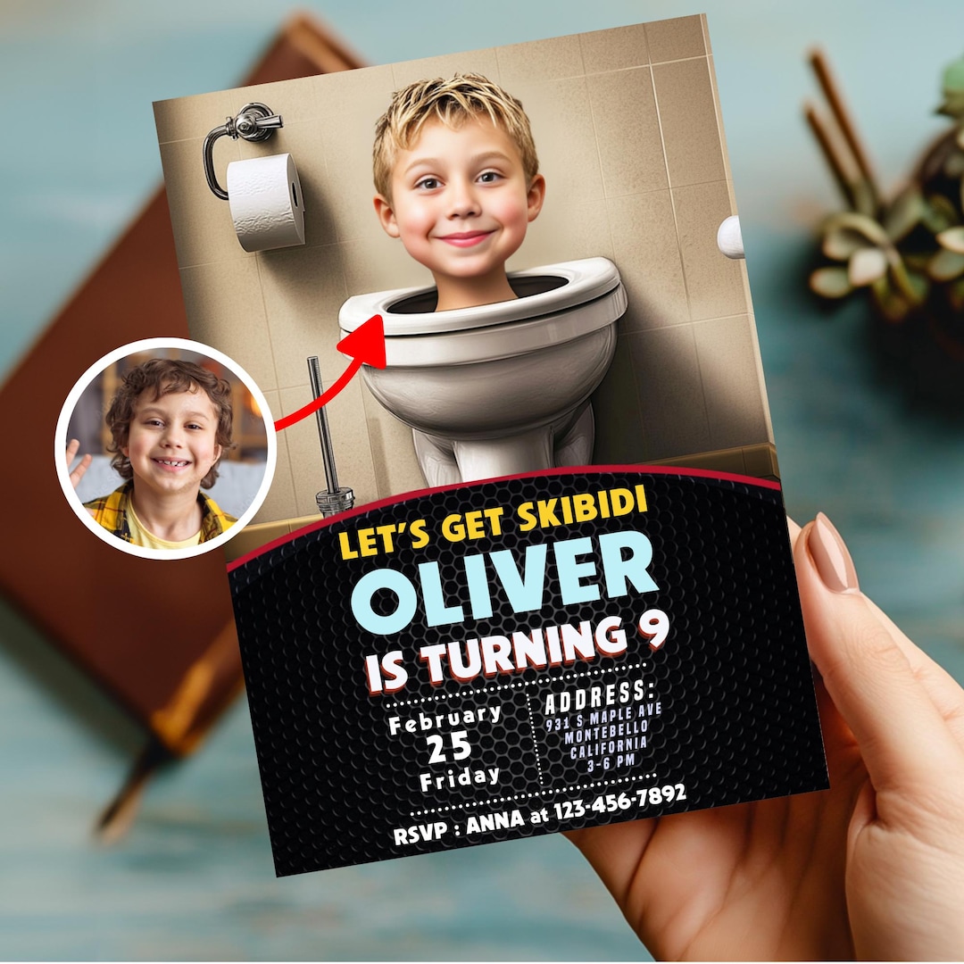 Skibidi Toilet Birthday Invitation, Skibidi Toilet Face Swap Invite ...