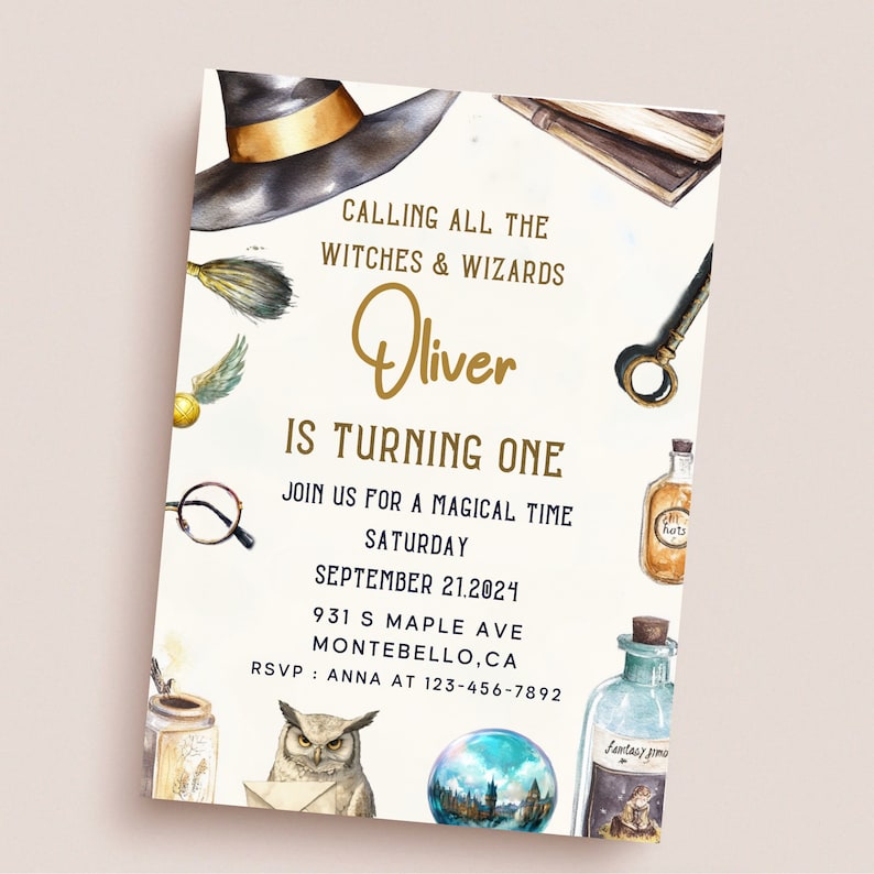 Harry Potter Birthday Invitation Canva Wizard Invitation Magic Party ...
