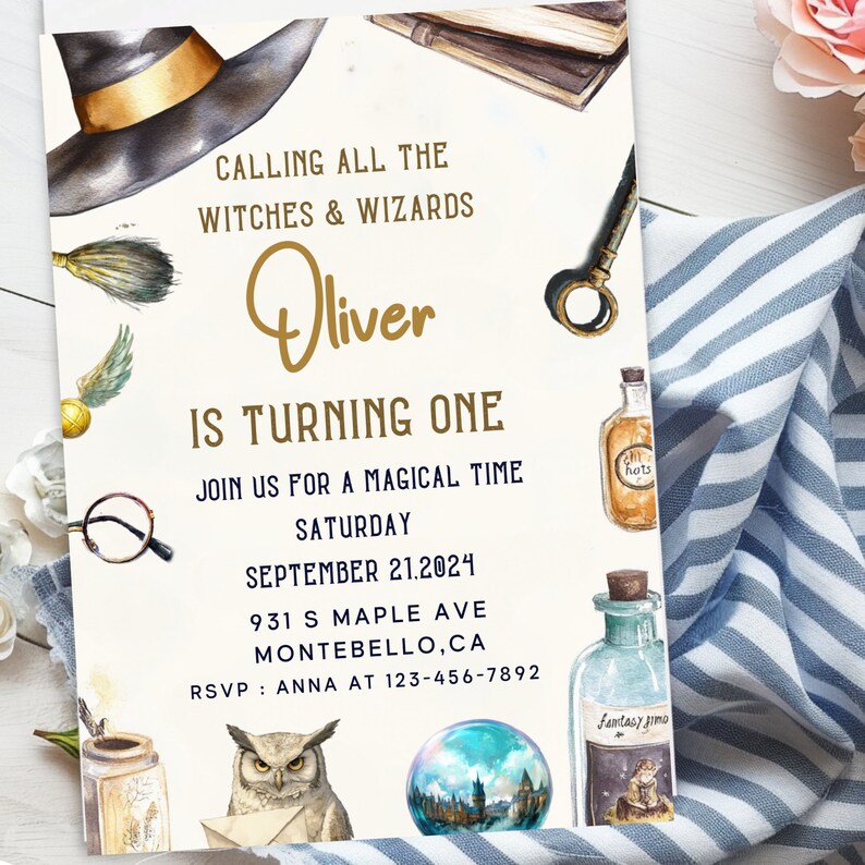 Harry Potter Birthday Invitation Canva Wizard Invitation Magic Party ...