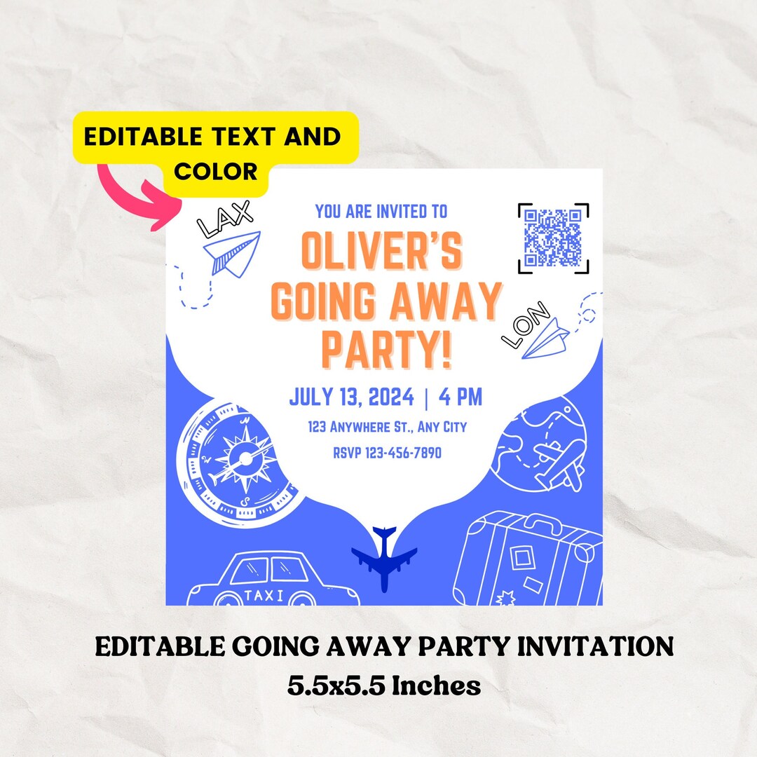 Going Away Party Invitations, Canva Farewell Celebration, 5.5x5.5 ...