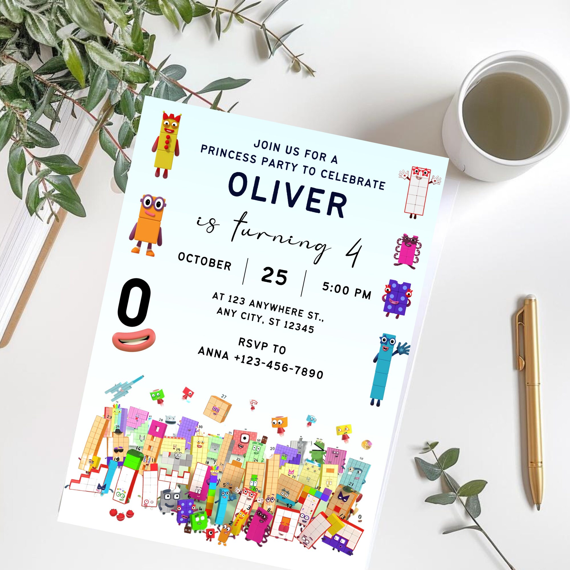 Numberblocks Birthday Invitation: Kids Party Theme (canva Template) - Etsy
