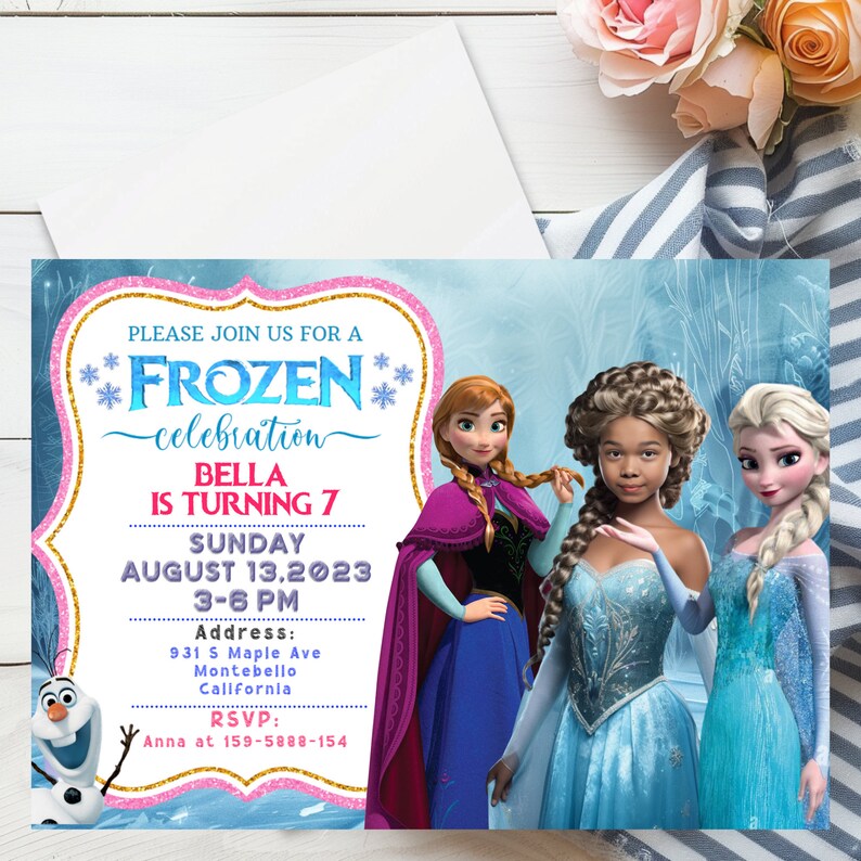 Frozen Personalized With Photo Birthday Invitation, Frozen Face Swap ...