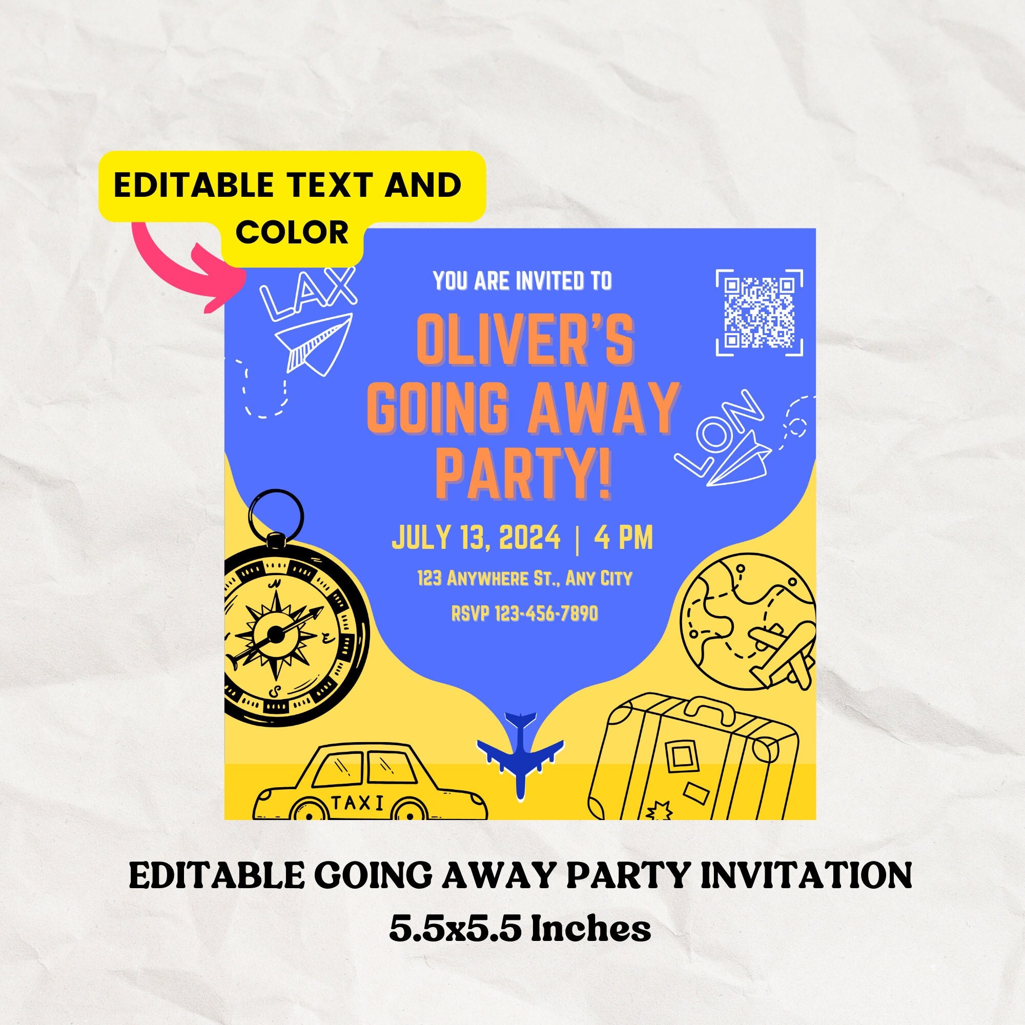 Going Away Party Invitations, Canva Farewell Celebration, 5.5x5.5 ...