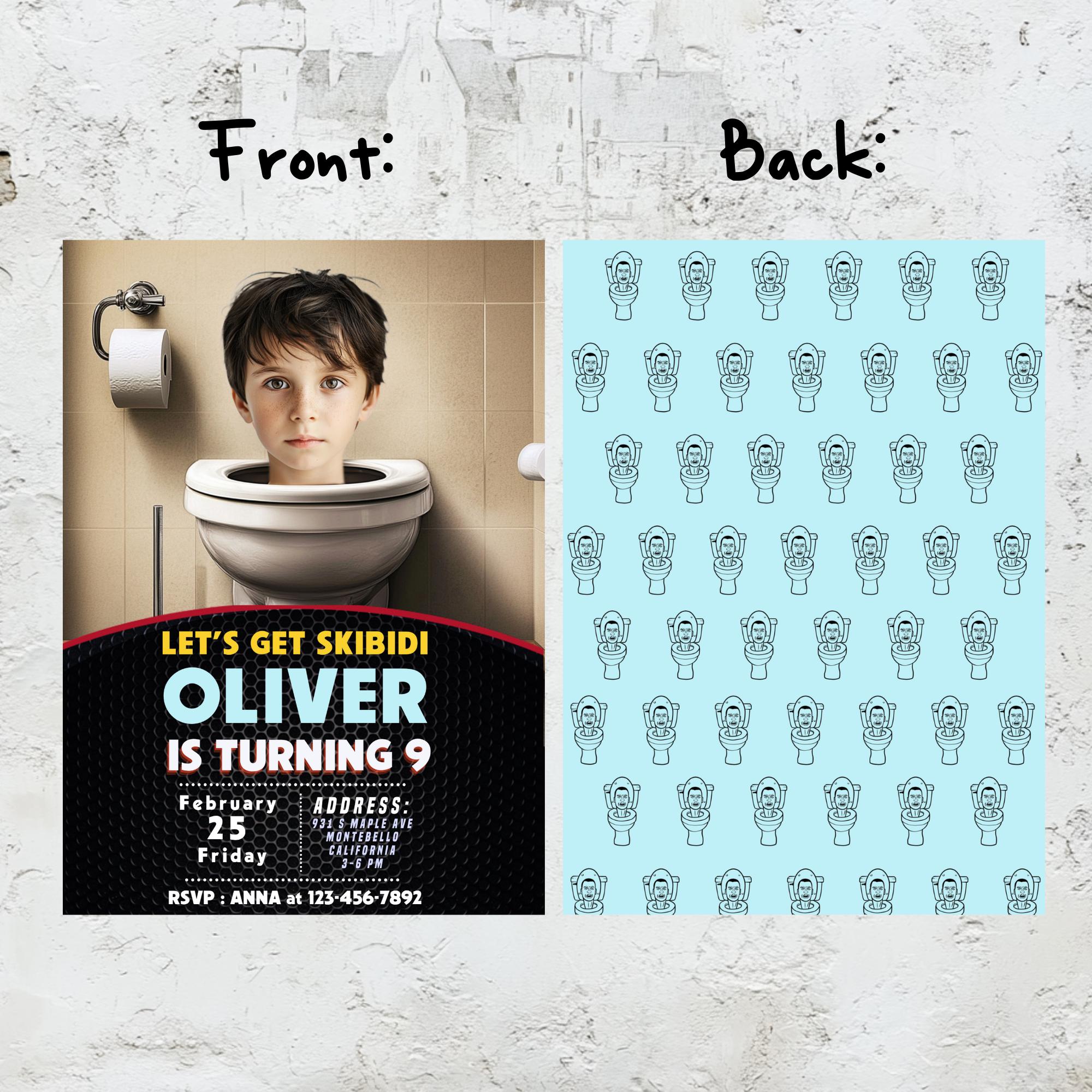 Skibidi Toilet Birthday Invitation: Funny Face Swap, Gamer Party (5x7 ...