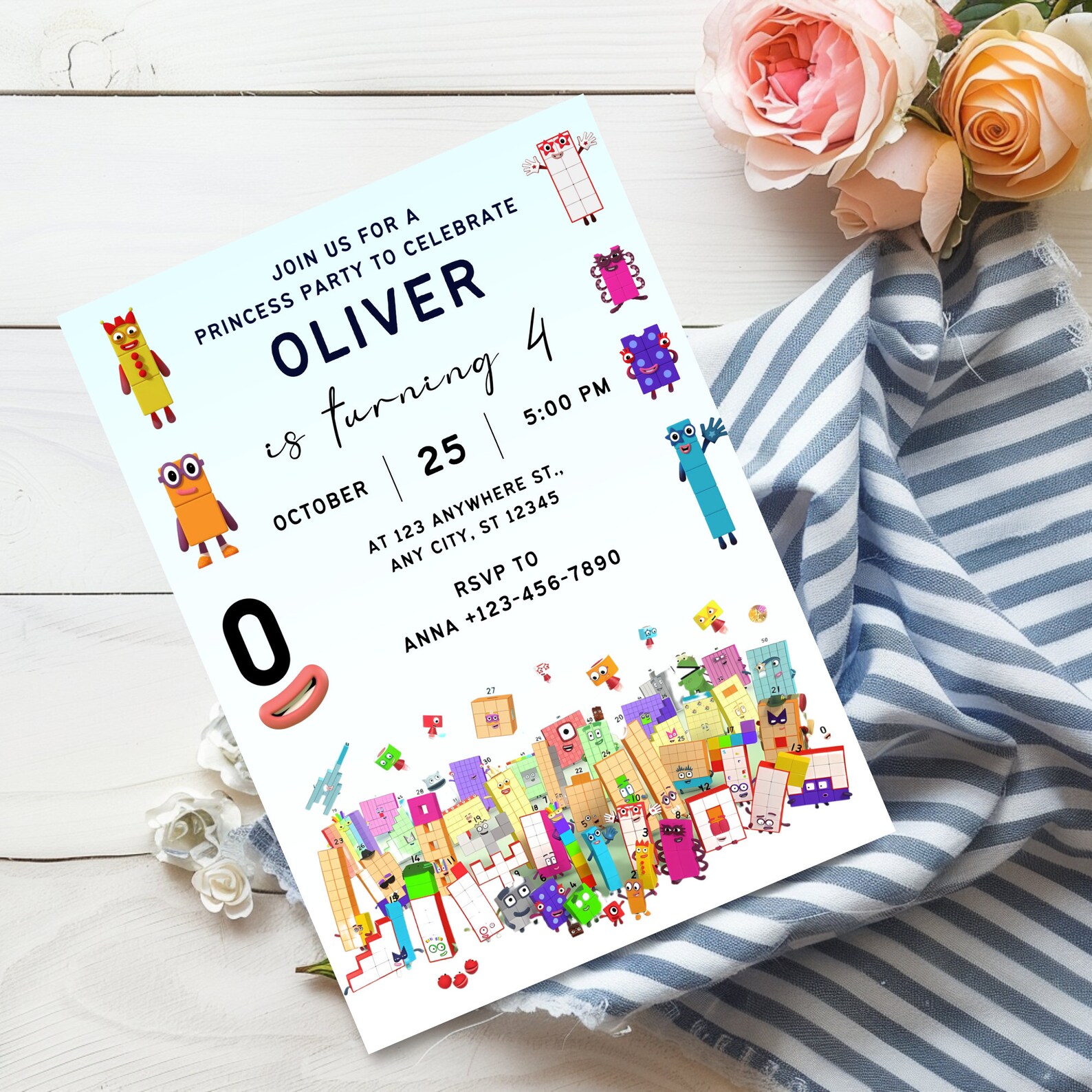 Numberblocks Birthday Invitation: Kids Party Theme (canva Template) - Etsy