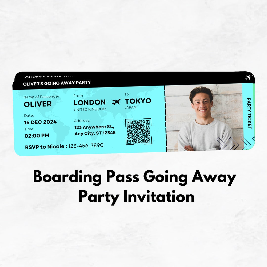 Editable Boarding Pass Going Away Party Invitation,farewell Party ...