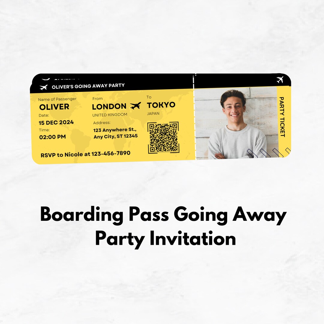 Editable Boarding Pass Going Away Party Invitation,farewell Party ...