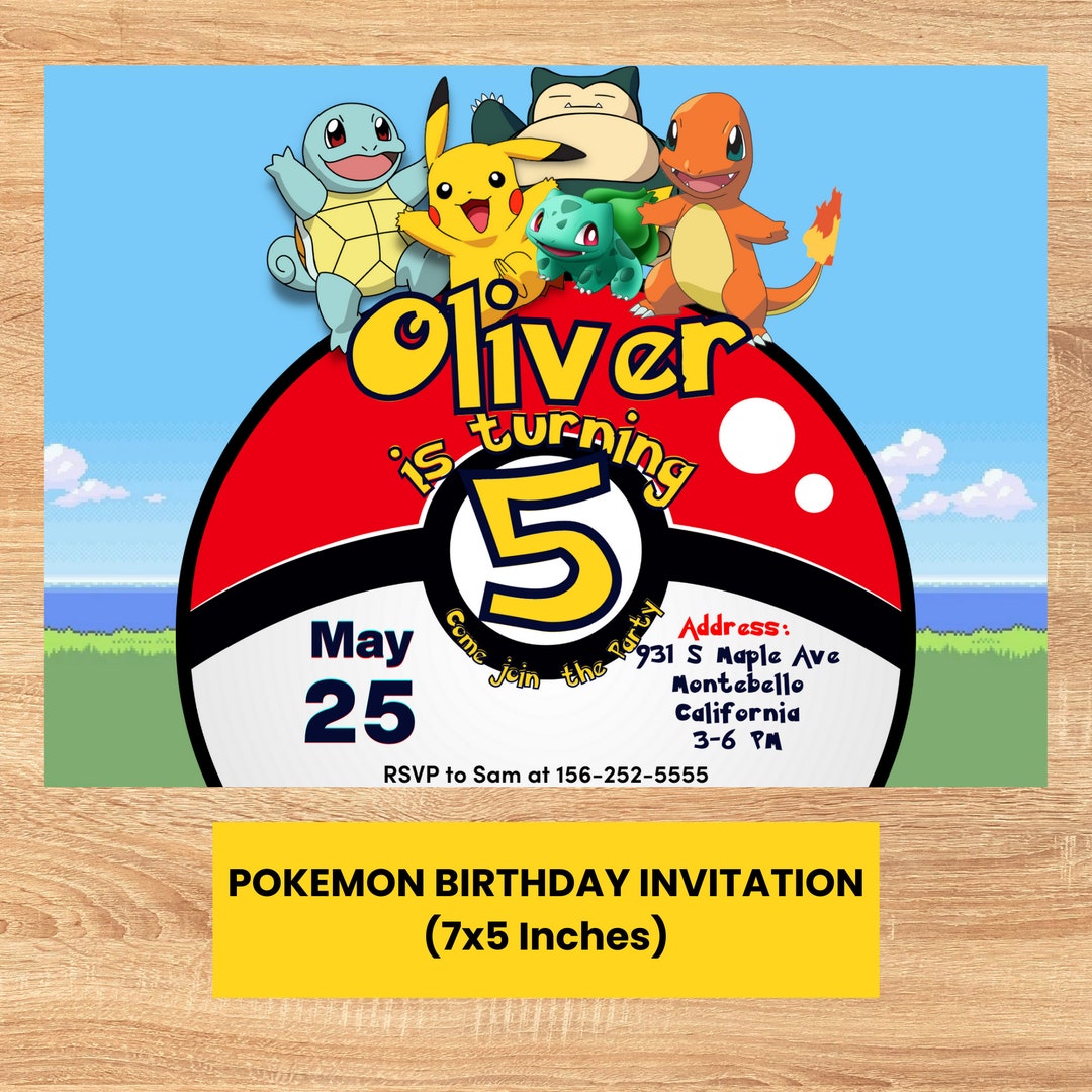 Invitación de Pokemon / Invitación de fiesta de cumpleaños de Pokemon ...