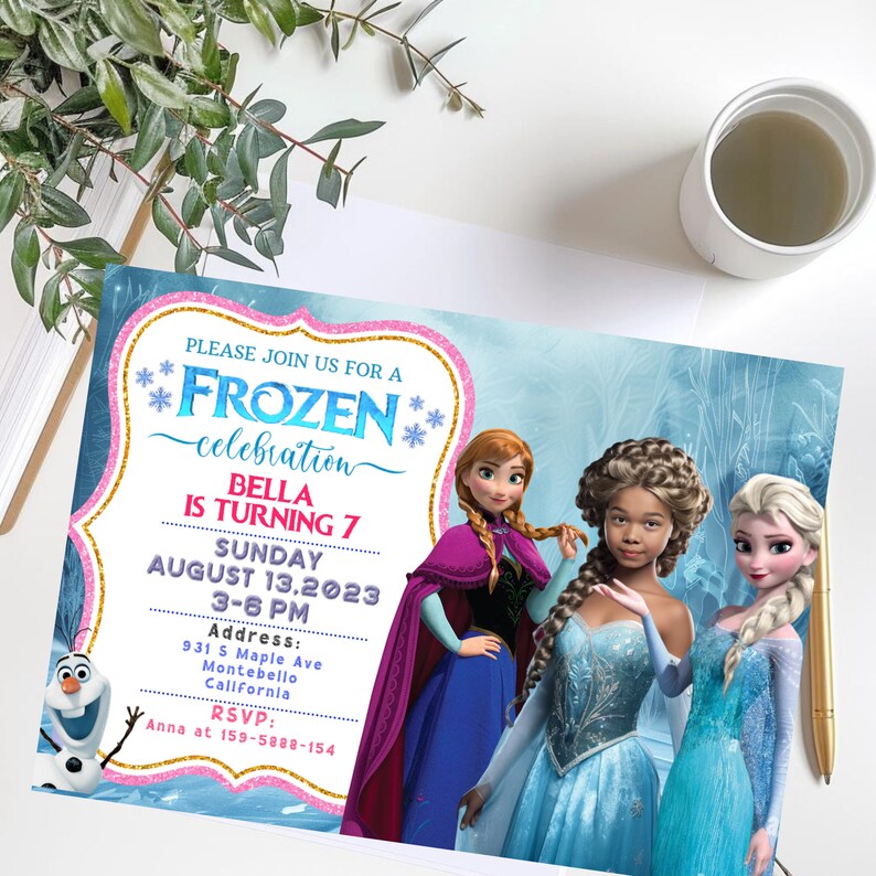 Frozen Personalized With Photo Birthday Invitation, Frozen Face Swap ...