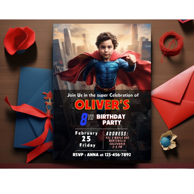 Custom Superhero Theme Face Swap Birthday Invitation - Etsy