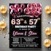 Dual Joint Birthday Invitation Template Pink Adult Glitter and Balloons ...