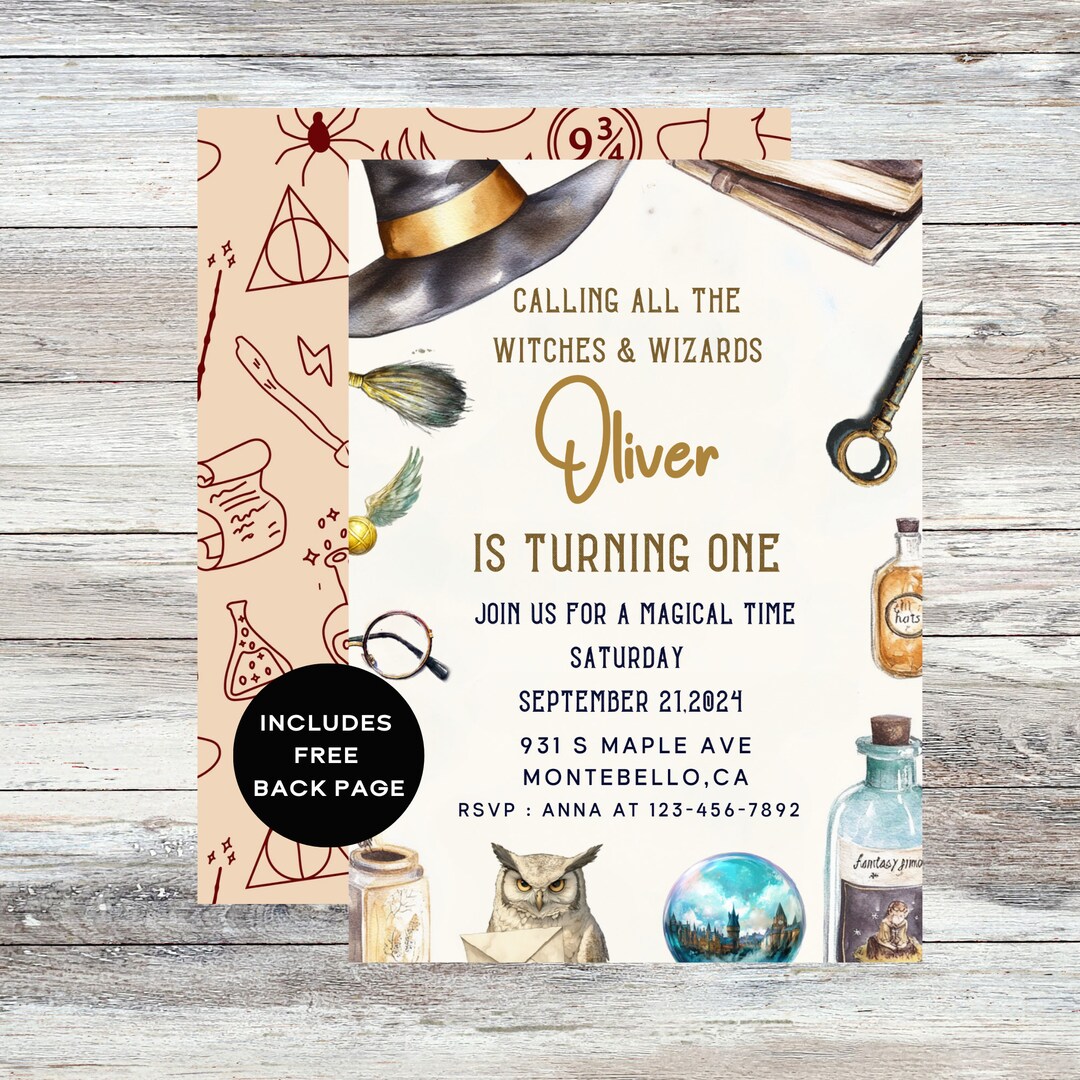 Wizard Birthday Invitation Canva Wizard Invitation Magic Party Invite ...