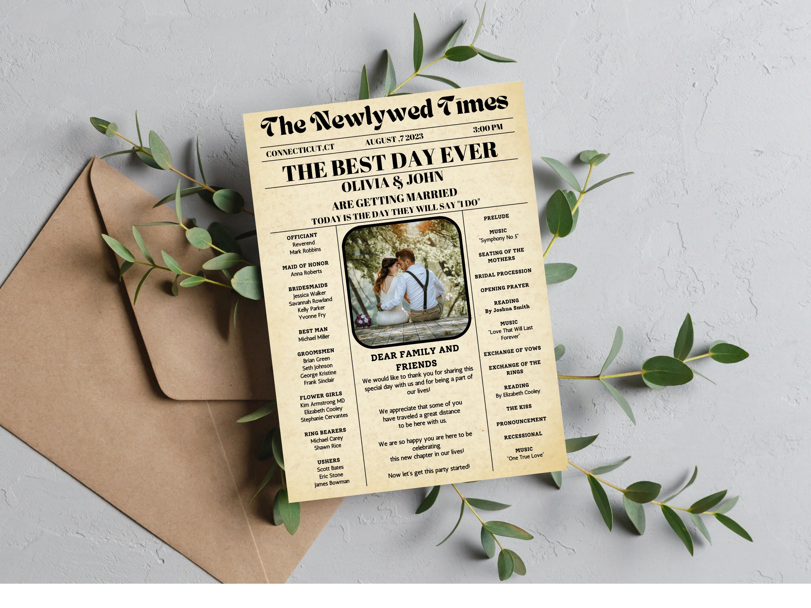 Wedding Newspaper Canva the Newlywed Postnewspaper Wedding - Etsy