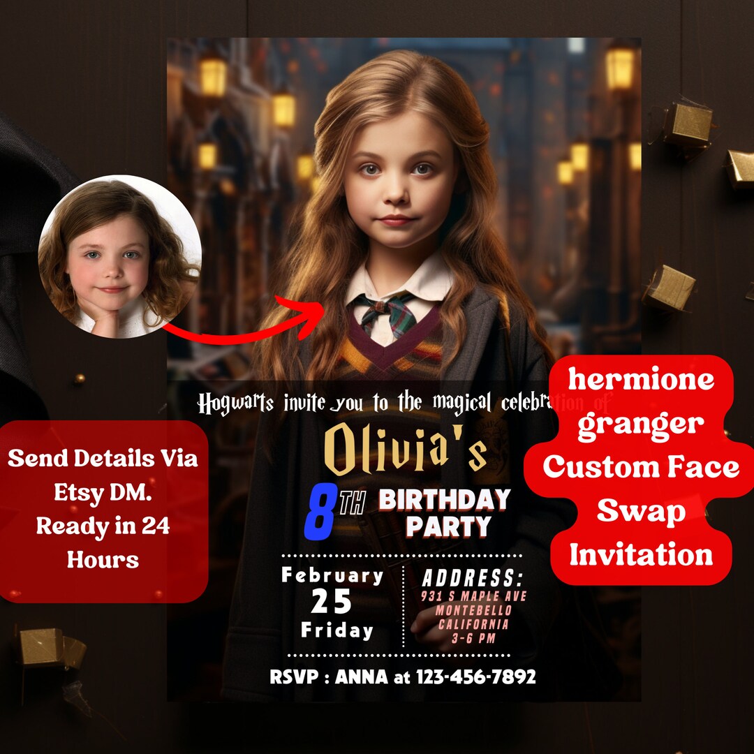 Custom Magical Wizard Face Swap Birthday Invitation, Magical Birthday ...