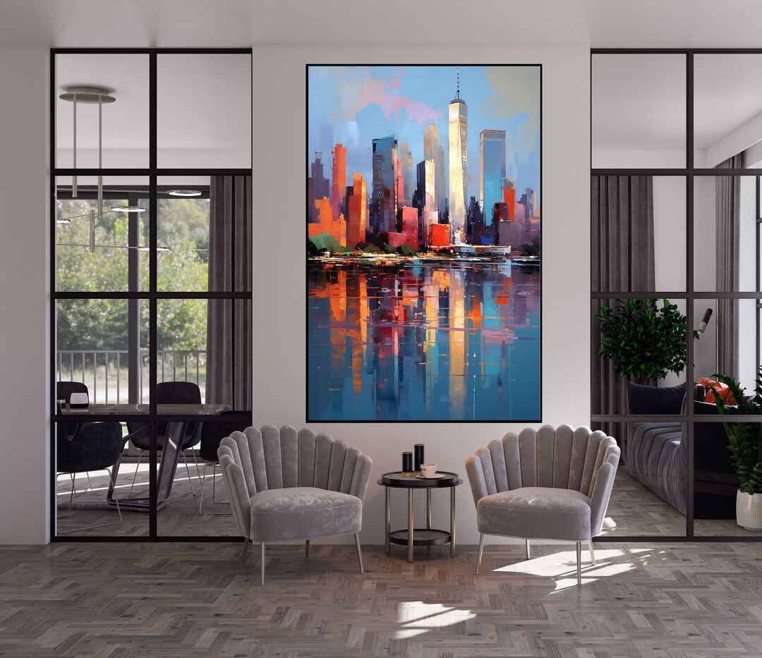 Skyscraper Painting, 100% Handmade, City View Painting, Textured ...