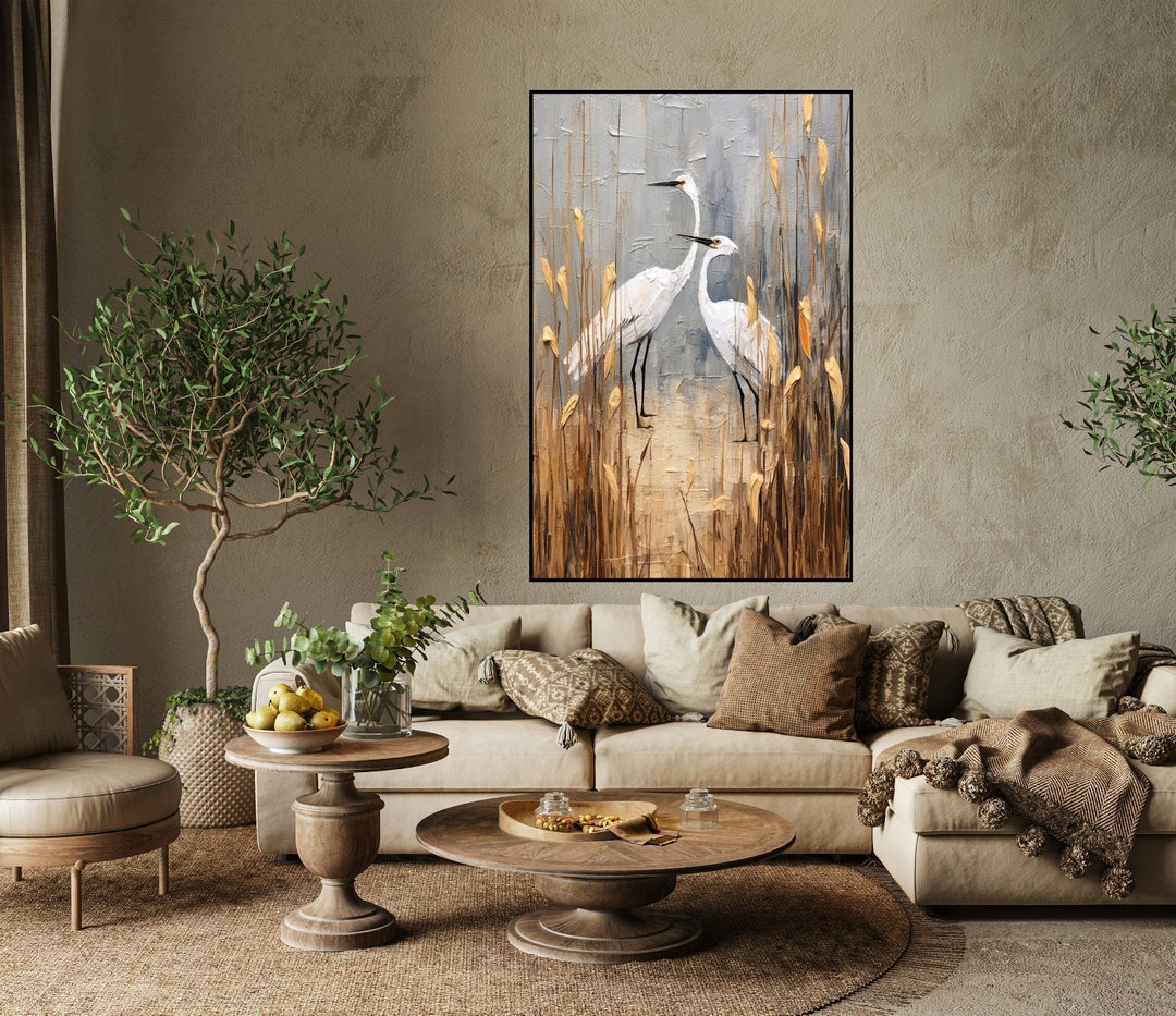 Stork Oil Painting, 100% Handmade, Abstract White Stork Painting ...