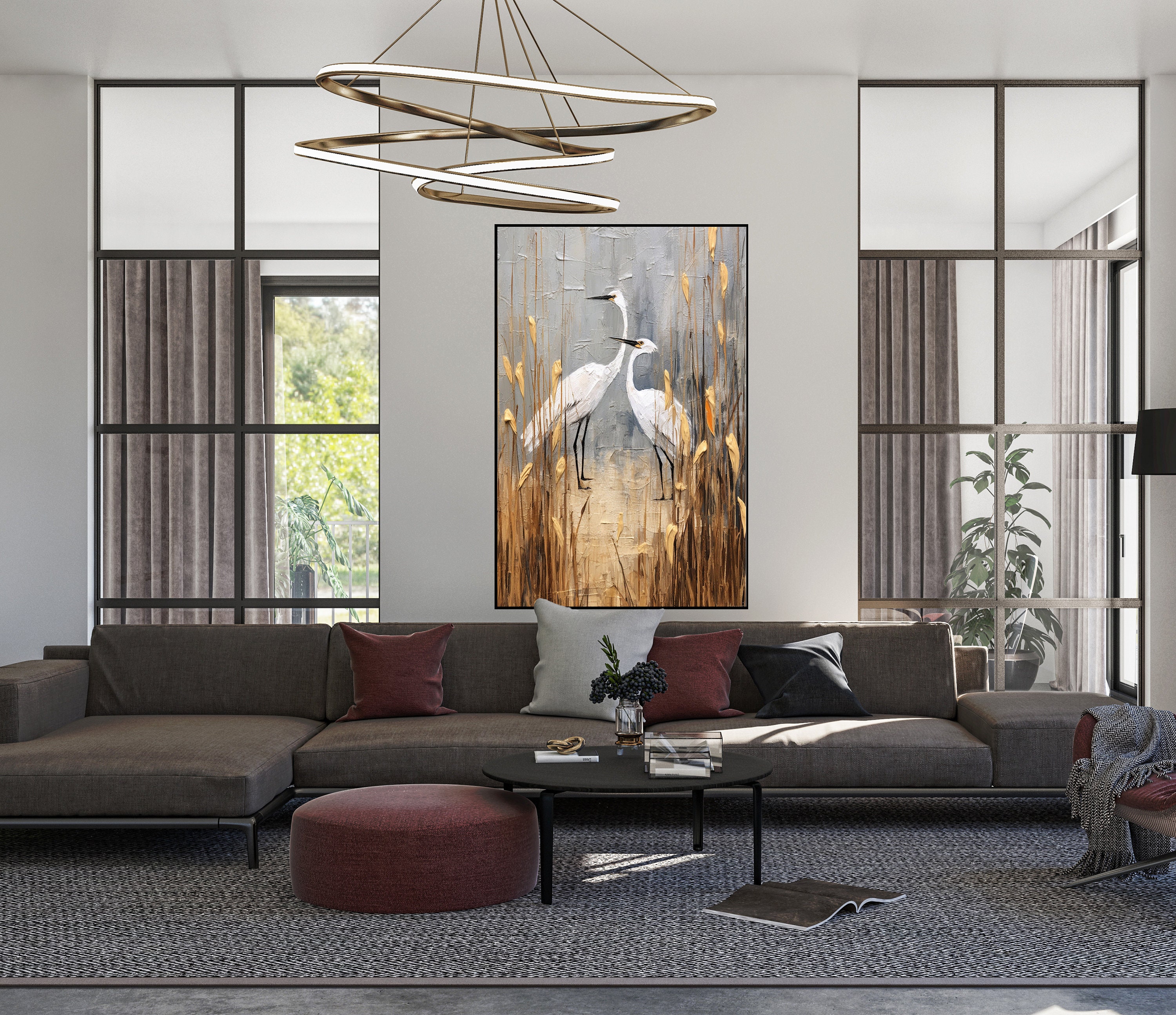 Stork Oil Painting, 100% Handmade, Abstract White Stork Painting ...