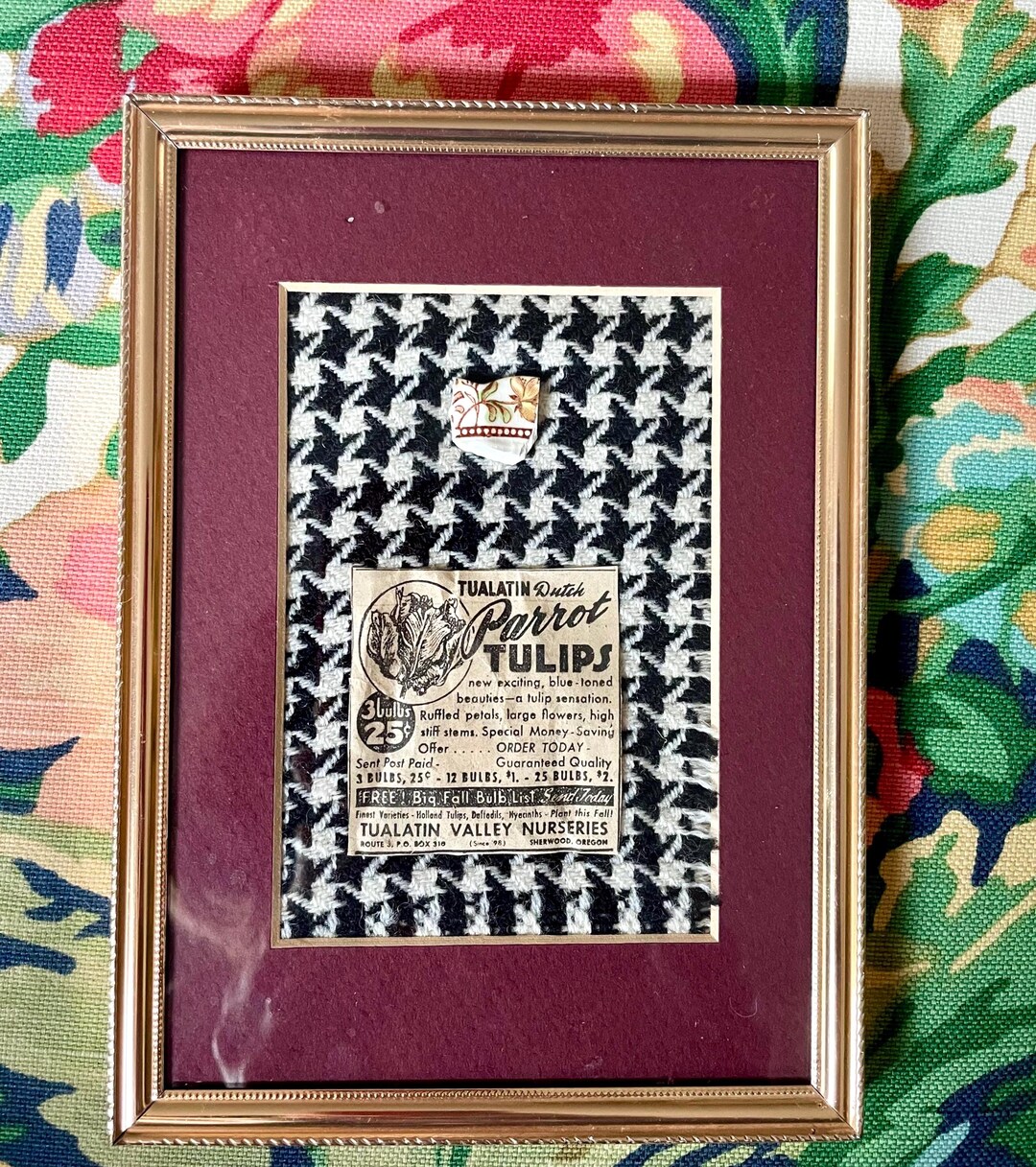 Vintage Framed 1948 Tulip Newspaper Art With Spode China - Etsy