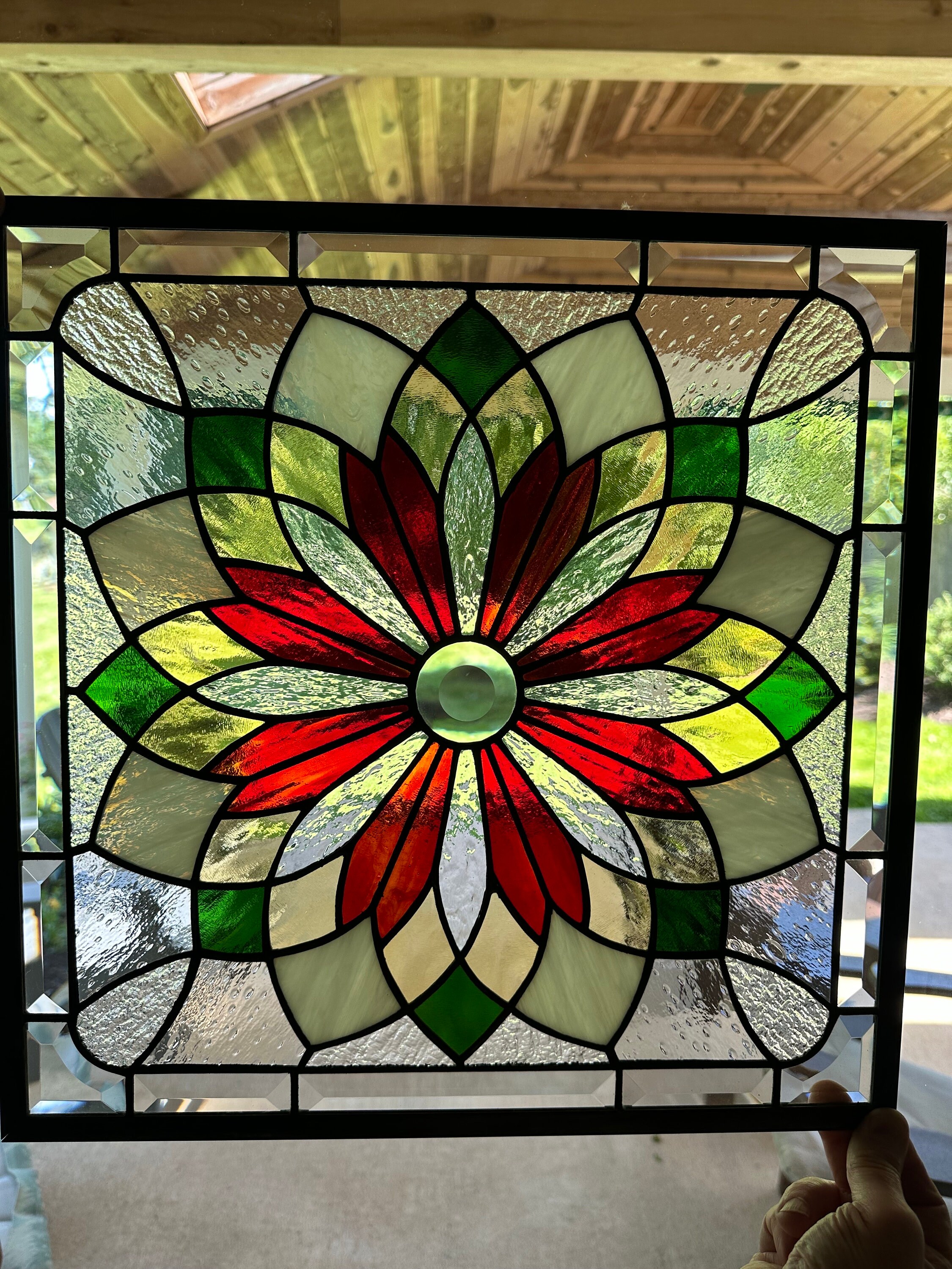Stained Glass Window Panel - Red Fission - Etsy