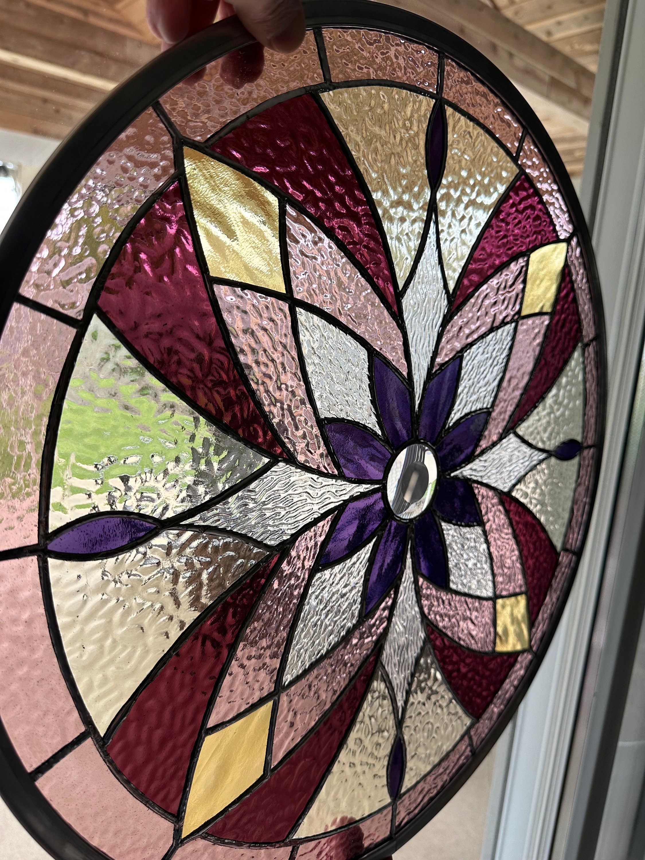 Stained Glass Window Panel Raspberry Ripple - Etsy