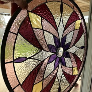 Stained Glass Window Panel Raspberry Ripple - Etsy