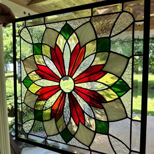 Stained Glass Window Panel - Red Fission - Etsy