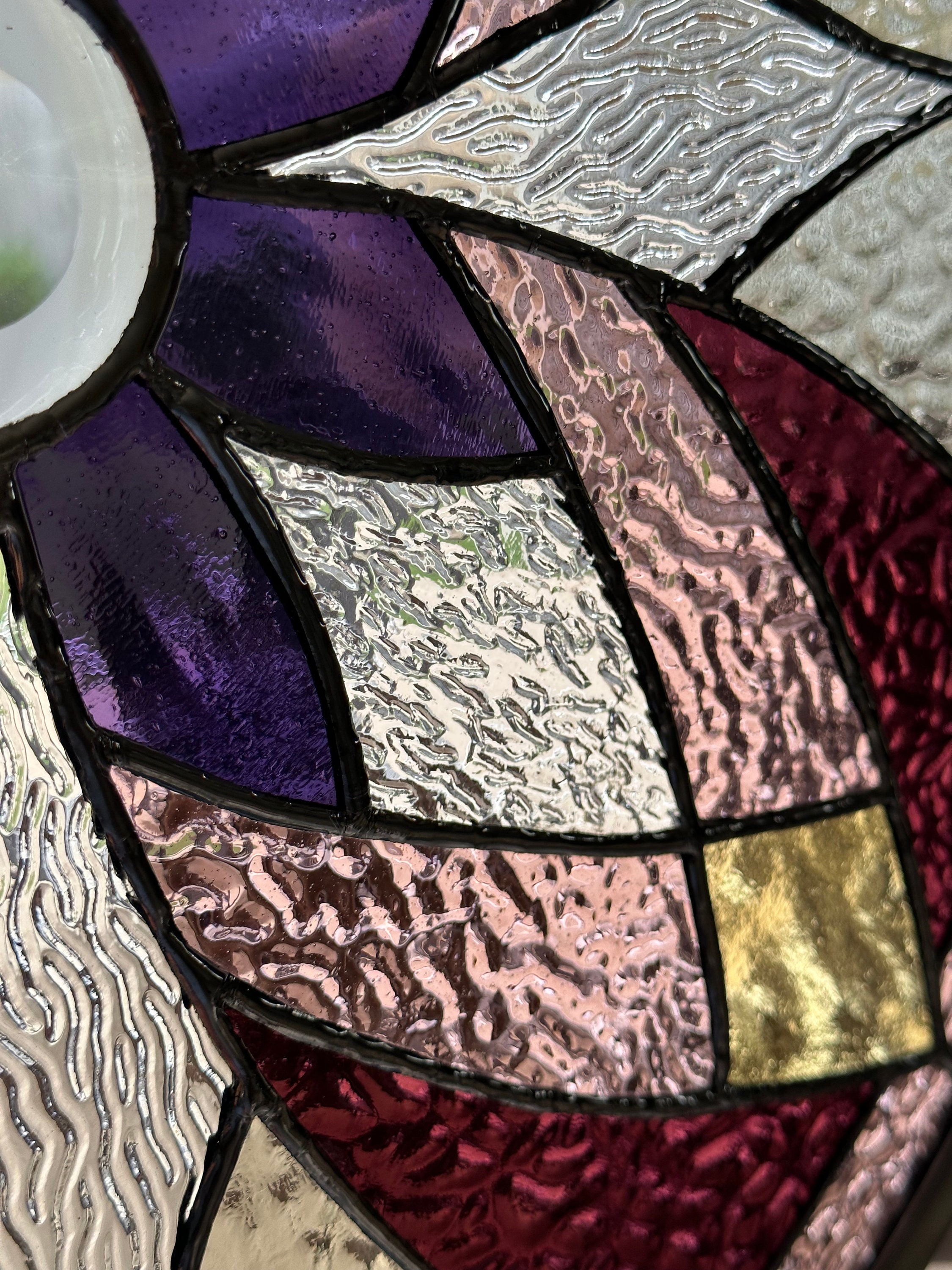 Stained Glass Window Panel Raspberry Ripple - Etsy