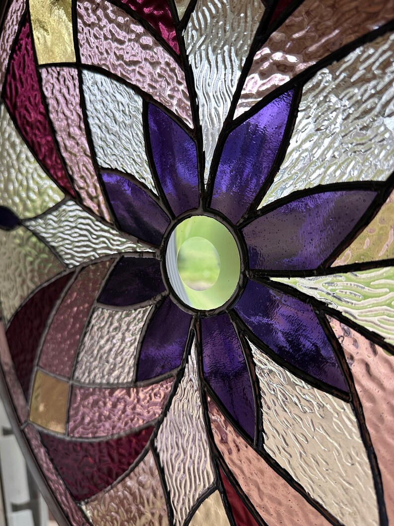 Stained Glass Window Panel Raspberry Ripple - Etsy