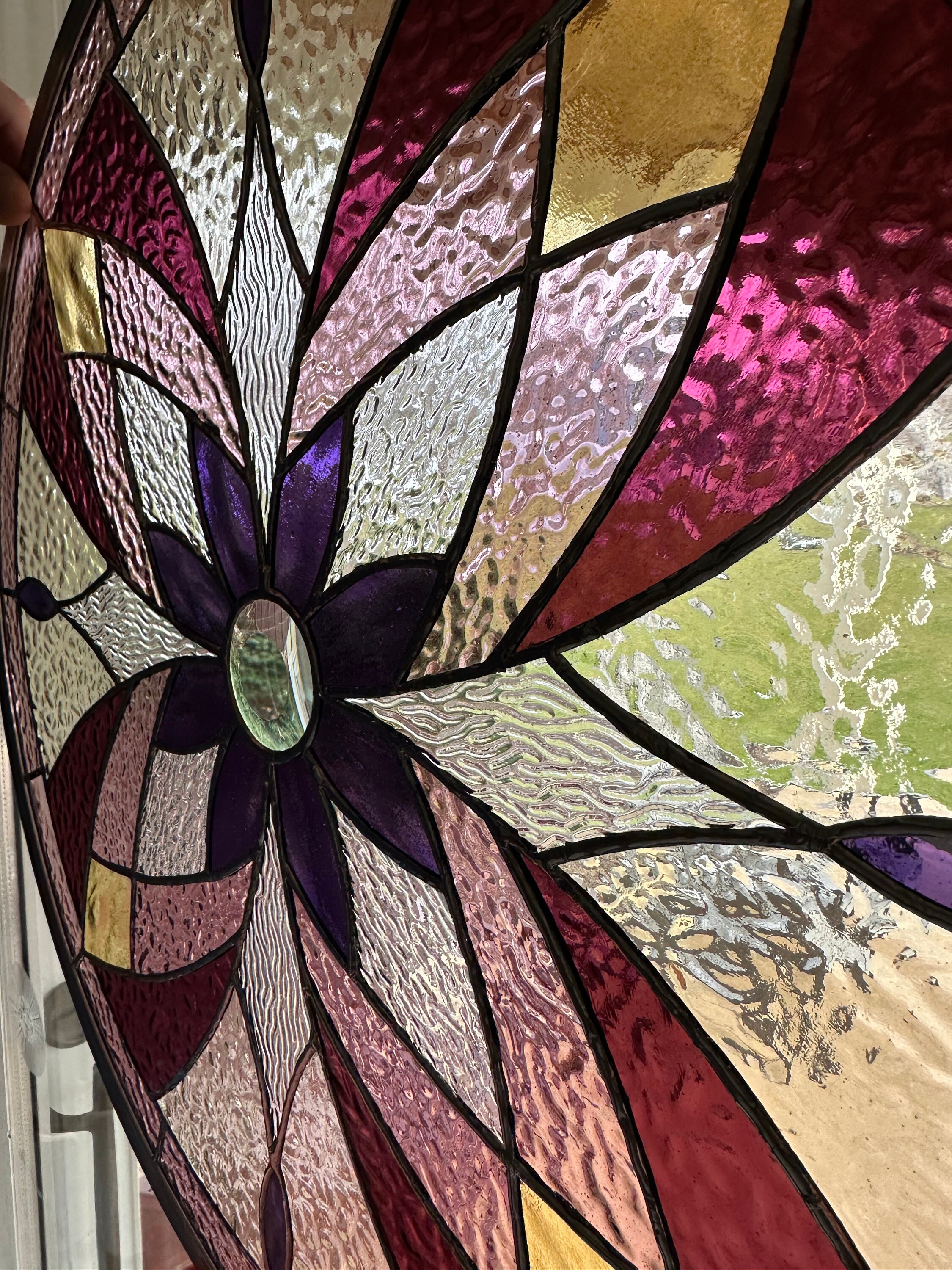 Stained Glass Window Panel Raspberry Ripple - Etsy