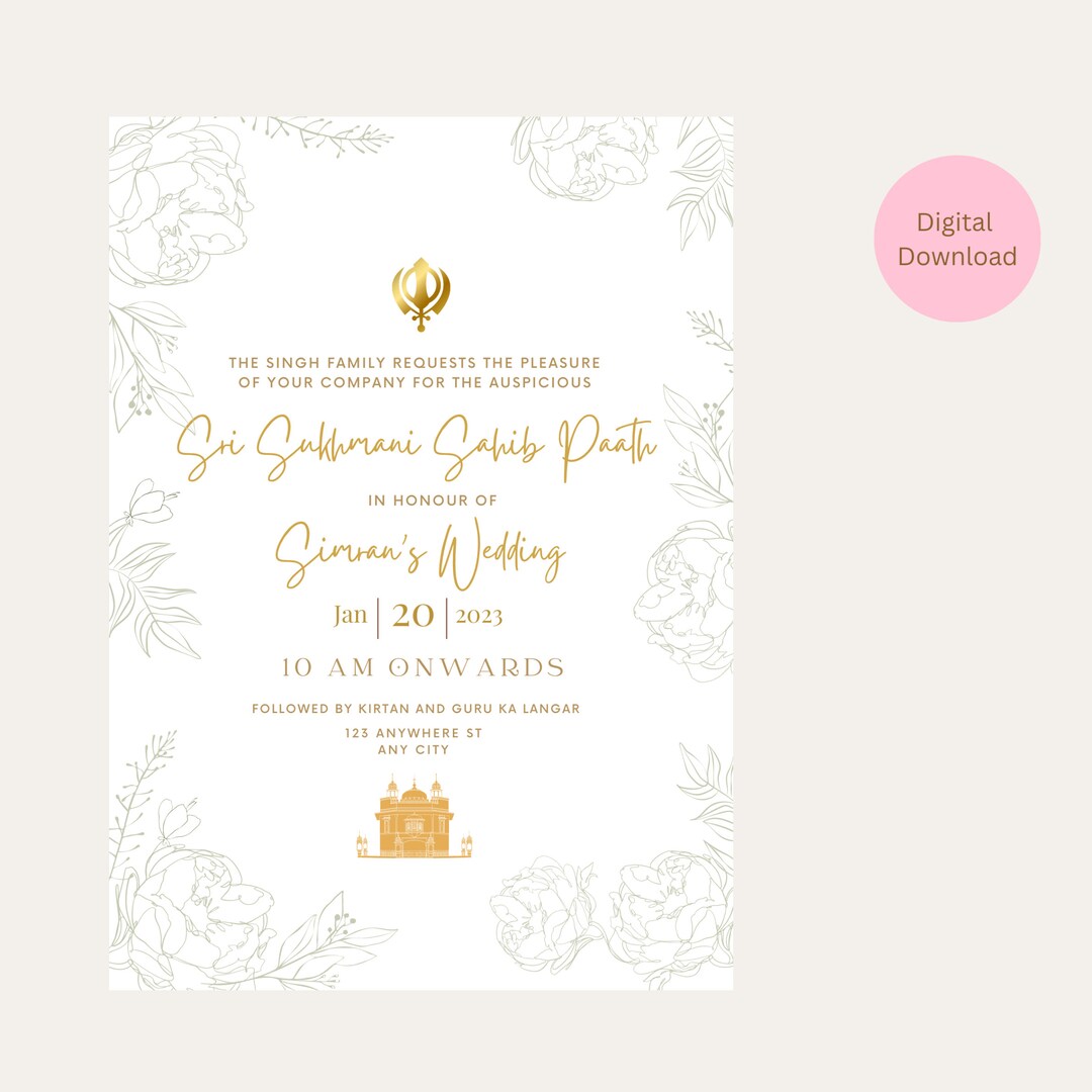 Personalized Sukhmani Sahib Paath Invite Paath Invite - Etsy