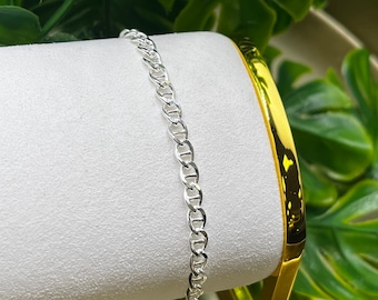 3 Feet Sterling Silver Flat Mariner Chain 3.3x5.4mm Chain by the Foot ...