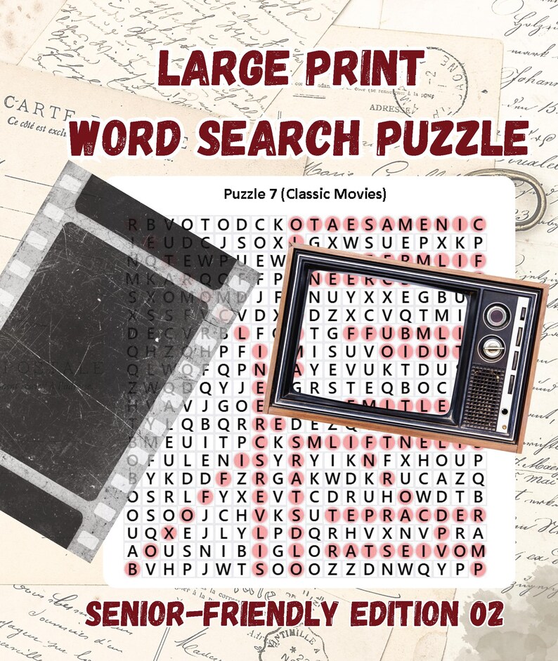 Word Search Puzzles for Seniors | Large Print | Engaging Themes ...
