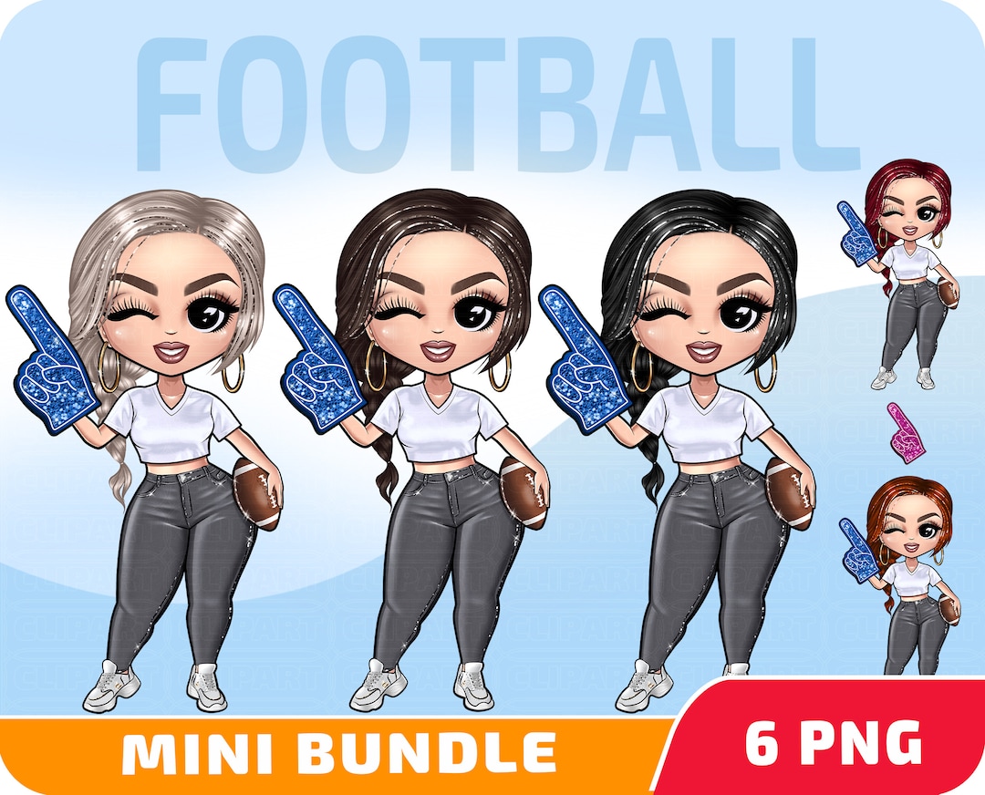 American Football Clipart Set Game Day PNG, Cute Fashion Doll PNG ...