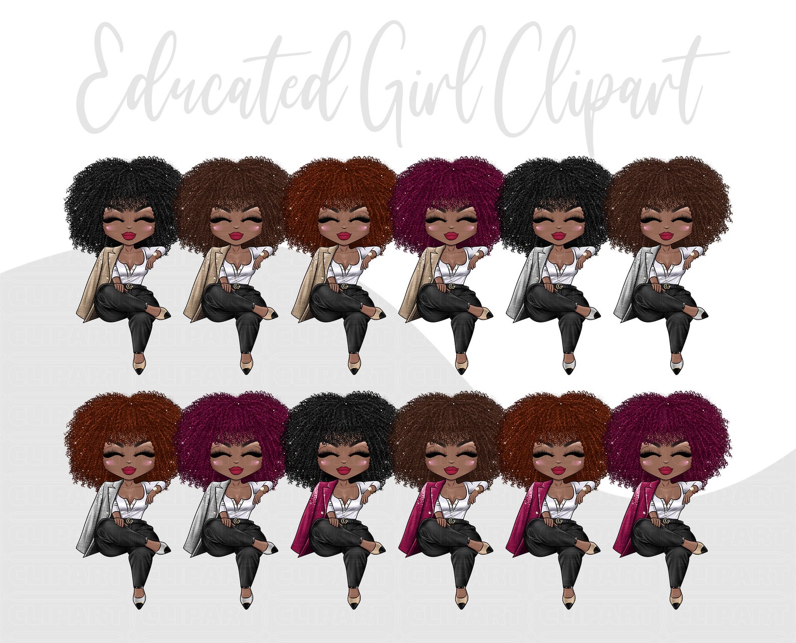Educated Woman Clipart Bundle Girl Boss PNG Book Lover PNG - Etsy