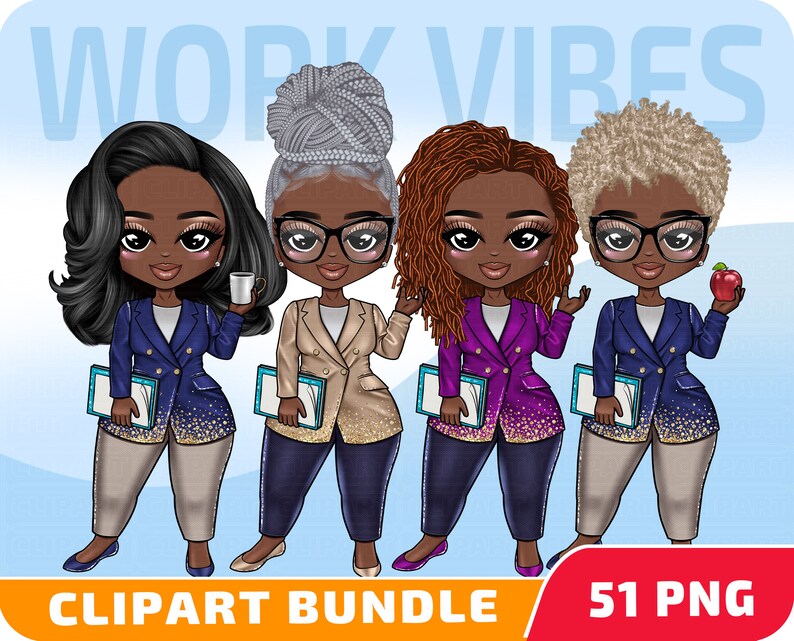 African American Teacher Clipart Bundle Back to School Clipart, Office ...