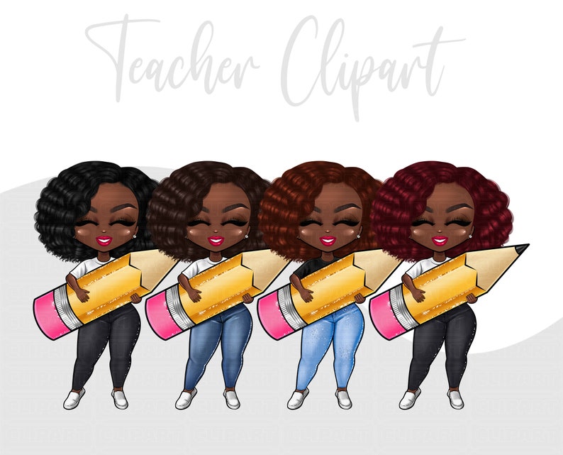 African American Teacher Clipart Bundle - Back to School Clipart, Best ...