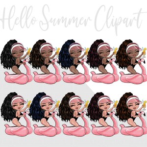 Pool Party Clipart Bundle Hello Summer Clipart, African American PNG ...