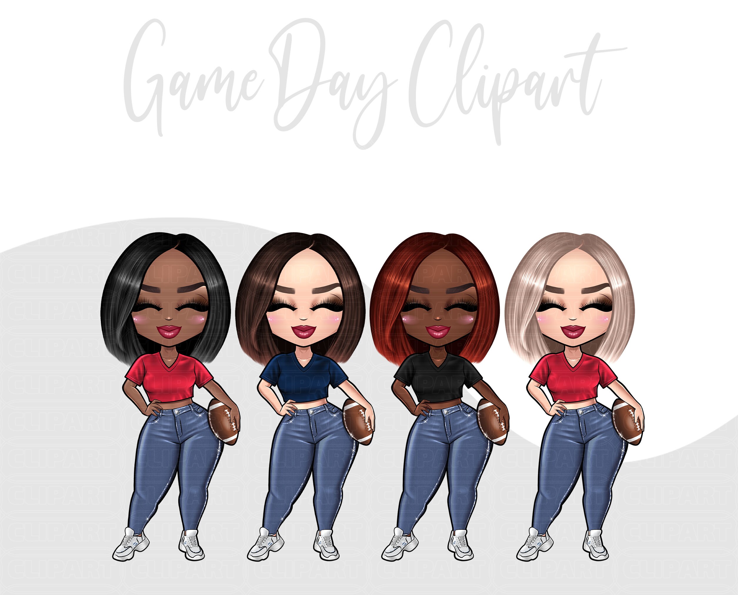 Game Day Clipart Bundle - American Football PNG, African American ...