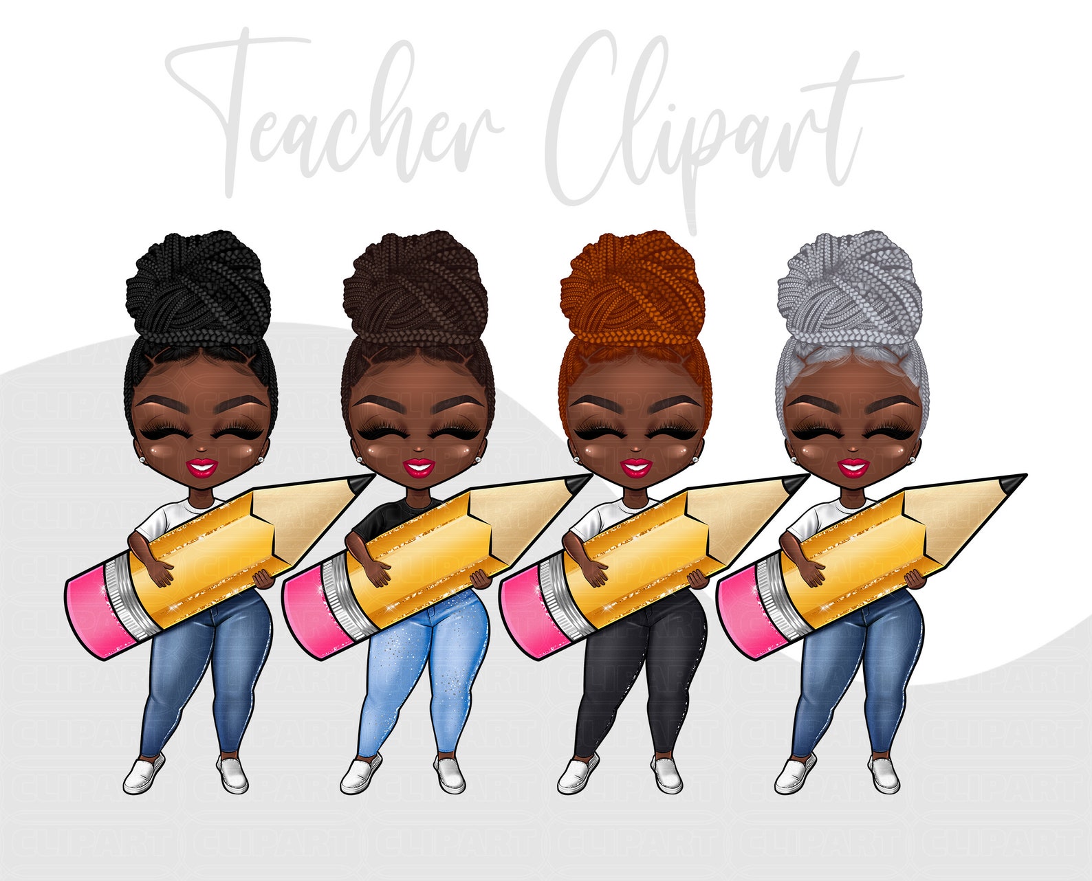 African American Teacher Clipart Bundle - Back to School Clipart, Best ...